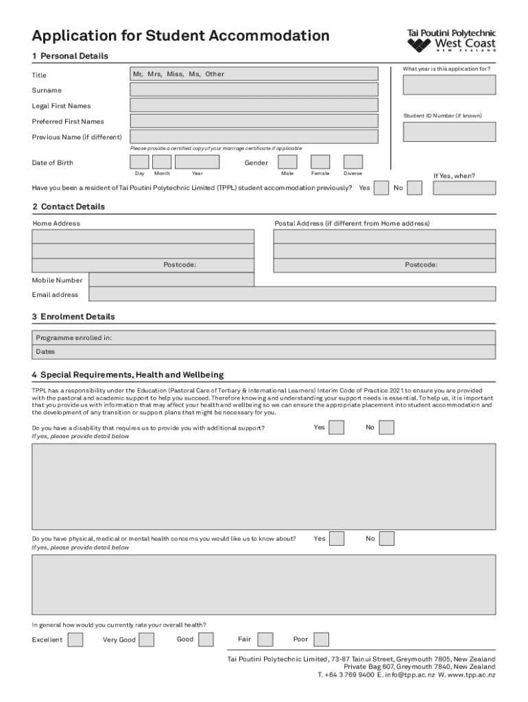 Fillable Online College Accommodation Application Form Fax Email Print ...