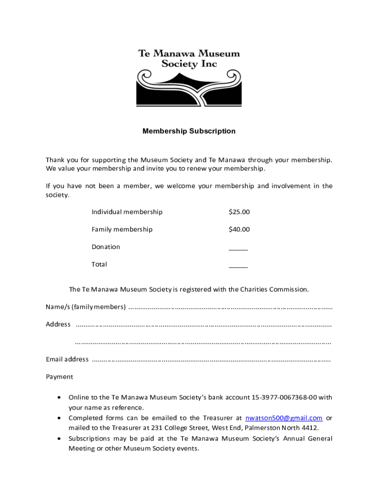 Fillable Online Individual membership - Museums AssociationMembership ...
