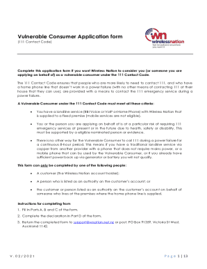 Fillable Online Vulnerable Consumer Application Form Fax Email Print ...