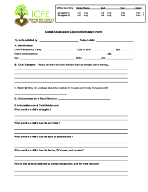 Fillable Online Child Information Sheet 2021 Fax Email Print - pdfFiller