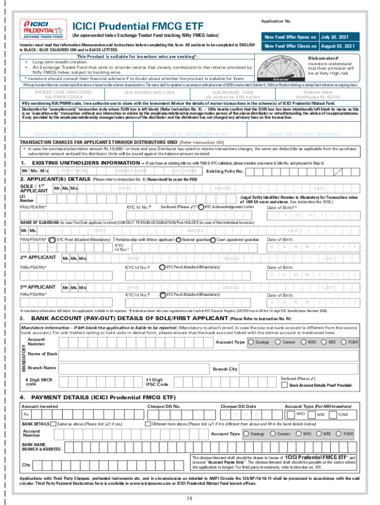 Fillable Online Name of the Asset Management Company - icicipruamc.com Fax Email Print - pdfFiller