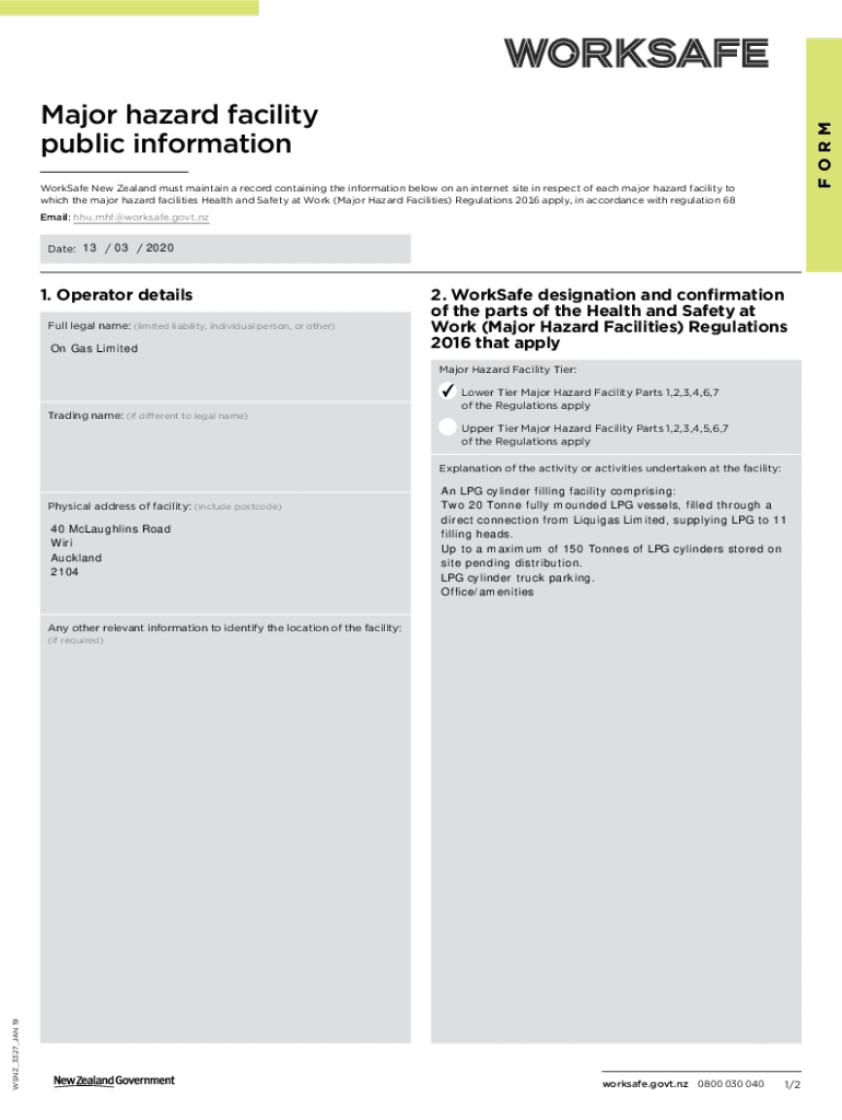 Fillable Online MAJOR HAZARD FACILITY PUBLIC INFORMATION - worksafe ...