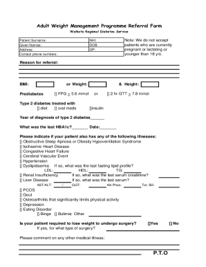 Fillable Online Adult Weight Management Programme Referral Form Fax Email Print - pdfFiller