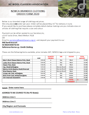 Fillable Online New Zealand Wool Classers Association Fax Email Print ...