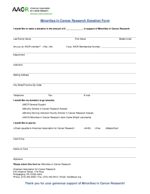 Fillable Online Minorities in Cancer Research Donation Form Fax Email ...