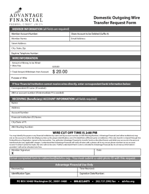 Fillable Online Domestic Outgoing Wire Transfer Request Form - Dvafcu ...