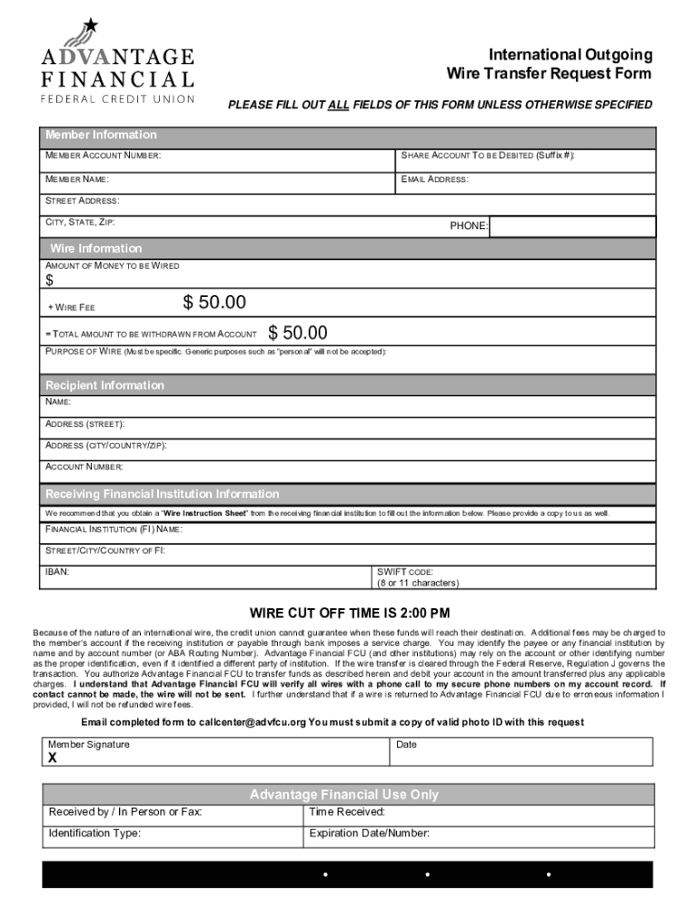 Fillable Online Wire Transfer Request Form - Fill Out and Sign ...