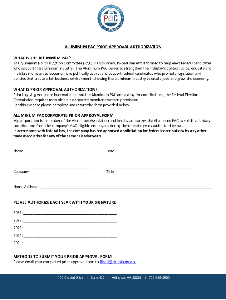 Fillable Online ALUMINUM PAC PRIOR APPROVAL AUTHORIZATION WHAT IS THE ... Fax Email Print ...