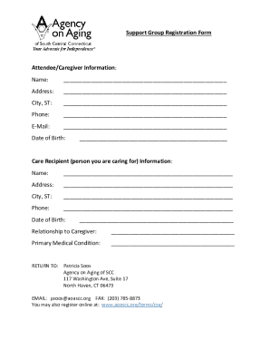 Fillable Online Support Group Registration Form Attendee/Caregiver ...