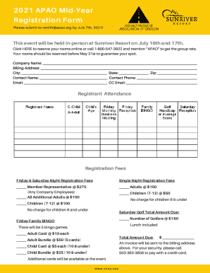 Fillable Online 2021 APAO MId-Year Registration Form Fax Email Print ...