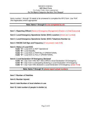 Fillable Online AR2 SHORT FORM INSTRUCTIONS - ema.arrl.org Fax Email ...