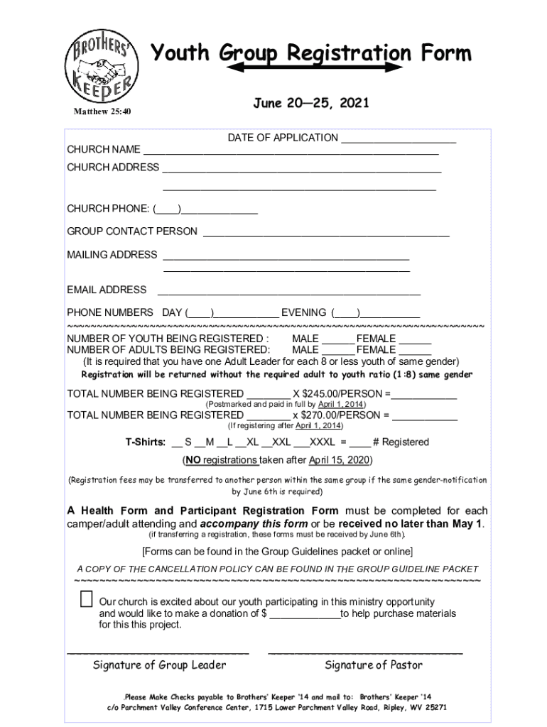 Fillable Online Church Youth Sunday School Application Form Sample Fax ...