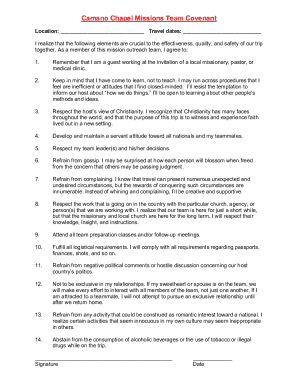 Fillable Online Team Covenant Form.docx Fax Email Print - pdfFiller