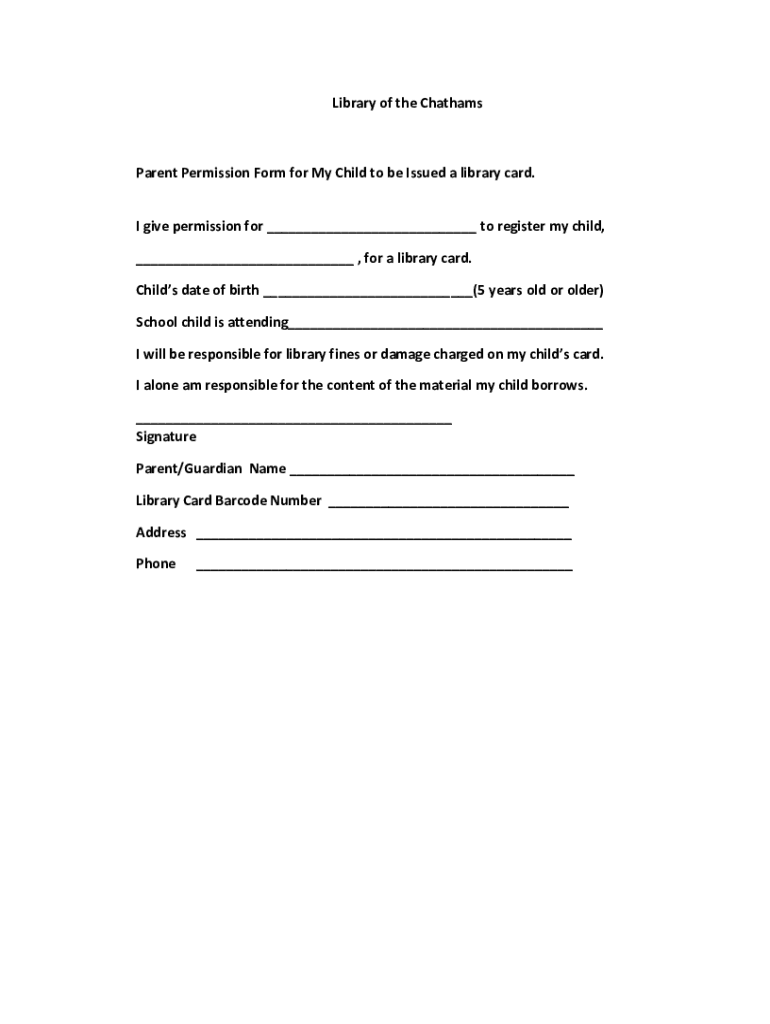 Fillable Online Parent Permission Form for My Child to be Issued a ...
