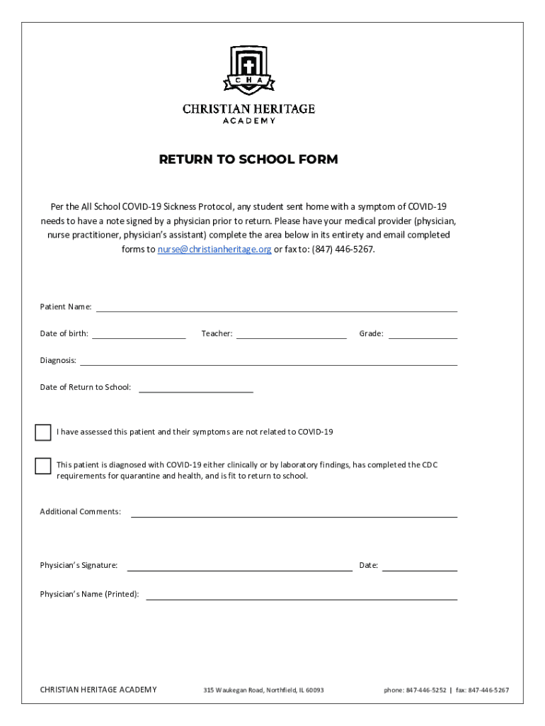 Fillable Online Return to School Form Youth and Staff - dpcdsb.org Fax ...