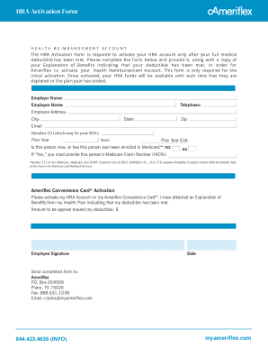 Fillable Online Health Reimbursement Arrangement ( HRA) Claim Form Fax ...