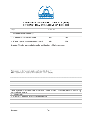 Fillable Online ADA Response to Accommodation Request Form Fax Email ...