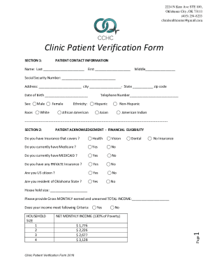 Fillable Online Clinic Patient Verification Form.docx Fax Email Print ...