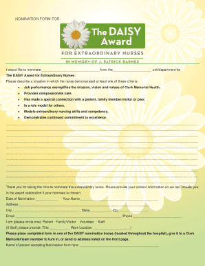 Fillable Online Daisy Award Nomination Form - Medical University of ...