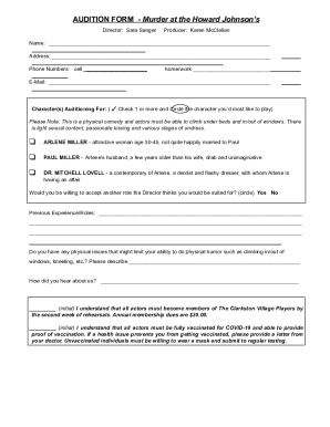Fillable Online CVP Audition Form Fax Email Print - pdfFiller