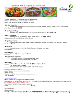 Fillable Online Class Party Order Form Fax Email Print - pdfFiller