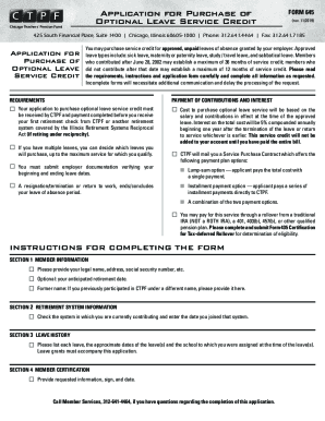 Fillable Online P Application for Purchase of FORM 645 Optional Leave ...