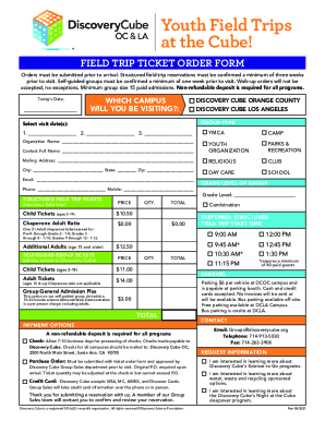 Fillable Online CREAT-2161 Update Field Trip Order Form v4 Fax Email ...