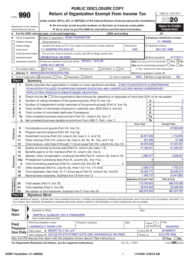 Fillable Online 2020 FORM 990 PUBLIC DISCLOSURE Pet Partners Fax Email Print - pdfFiller