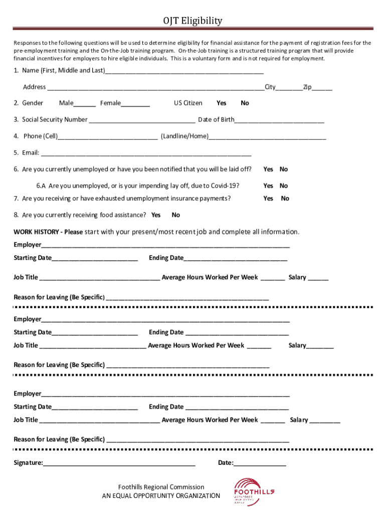 Fillable Online OJT-Eligibility-Form-for-Prospective-Employees Fax ...