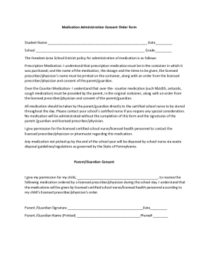 Fillable Online Medication Administration Consent Order Form Fax Email ...