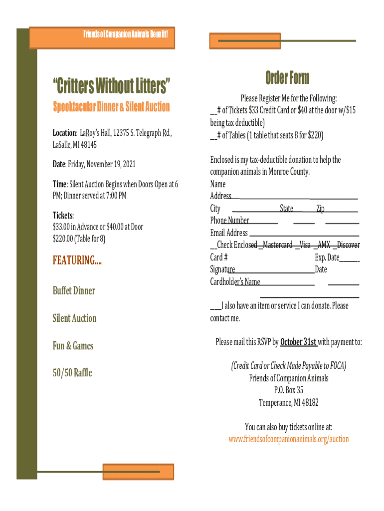 Fillable Online Critters Without Litters Fax Email Print - pdfFiller