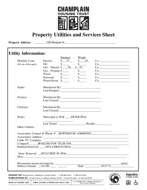 Fillable Online Property Utilities and Services Sheet Fax Email Print ...