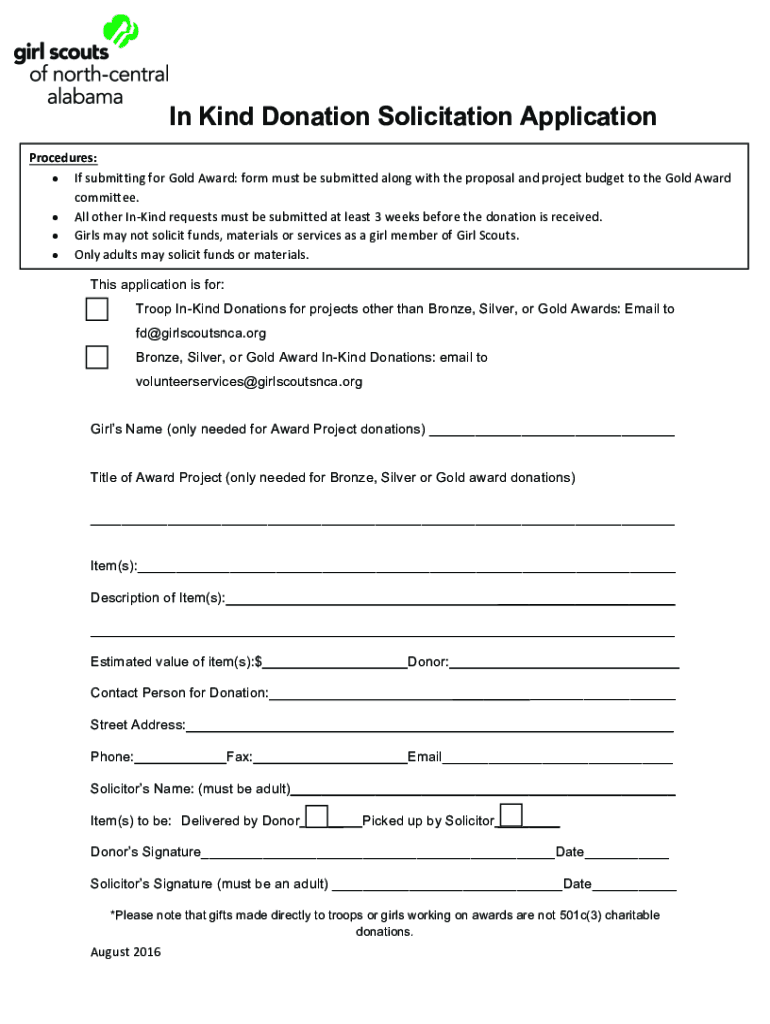 Fillable Online Get the free In-Kind Donation Application Form ... Fax ...