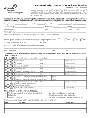 Fillable Online Extended Travel Application (form #121a). Required for ...