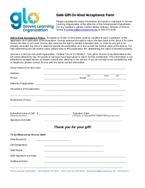 Fillable Online Gift In Kind Form - GALA2022 Fax Email Print - pdfFiller
