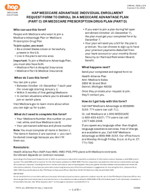Fillable Online HAP Medicare Advantage Individual Enrollment Request ...