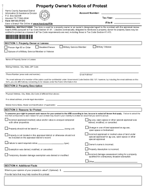 Fillable Online D Property Owner's Notice of Protest Fax Email Print ...