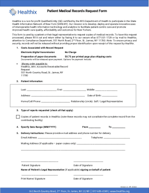 Fillable Online Patient Medical Records Request Form - healthix.org Fax ...