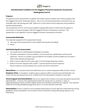 Fillable Online Form B Kindergarten Phonemic Awareness 2021 Fax Email ...