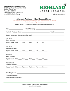 Fillable Online Alternate Address Bus Request Form Fax Email Print ...