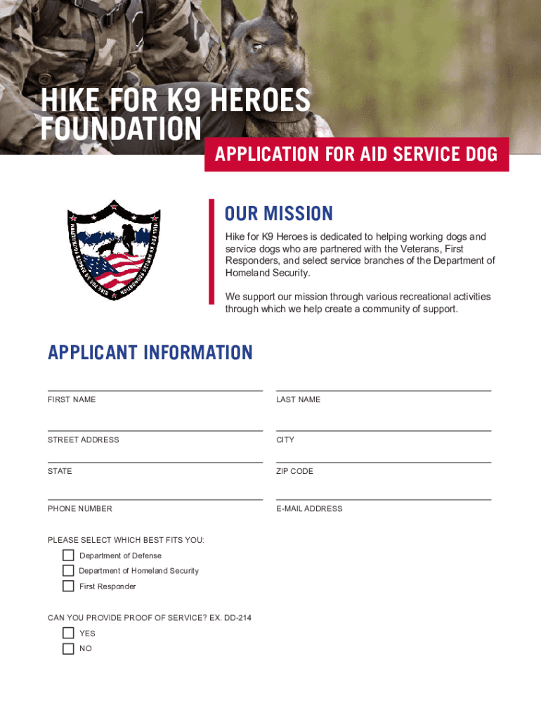 Fillable Online Become a Sponsor Form Hike For K9 Heroes Fax Email ...