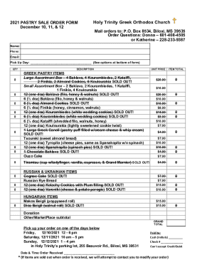 Fillable Online 2021 revised Pastry Order Form.ods Fax Email Print ...