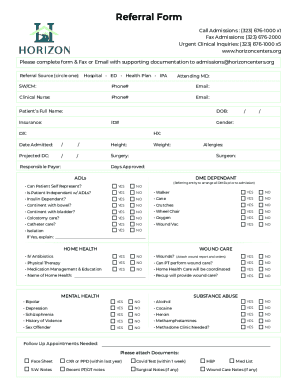 Fillable Online horizon referral form final Fax Email Print - pdfFiller