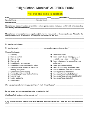 Fillable Online Theater Audition Forms Worksheets & Teaching ...