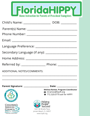 Fillable Online Hippy Application Form Fax Email Print - pdfFiller
