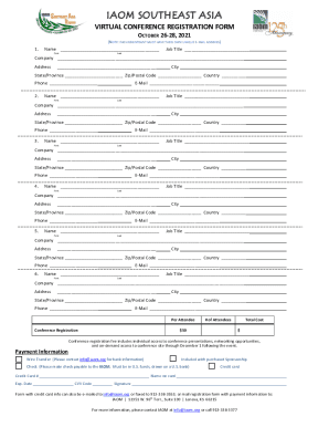 Fillable Online VIRTUAL CONFERENCE REGISTRATION FORM - iaom.org Fax ...