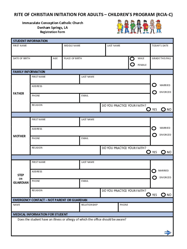 Fillable Online RCIA-C registration form.docx Fax Email Print - pdfFiller