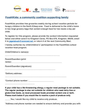Fillable Online Food4Kids-Authorization-Form Fax Email Print - pdfFiller