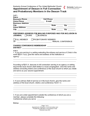 Fillable Online Appointment of Deacon in Full Connection and ...