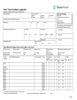 Fillable Online Fillable Online Davis Vision Enrollment Application Fax ...